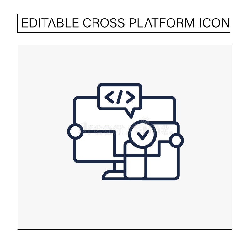 Software Erp Line Icon Vector Illustration Stock Vector Illustration Of Planning Processing