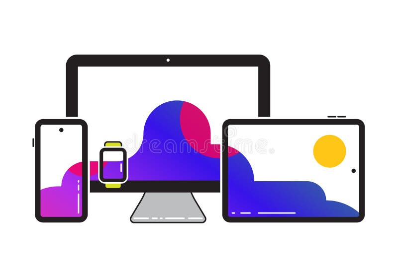 Cross-platform Vector Icons Illustration. Cross Platforming Devices ...