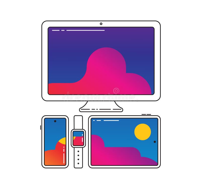 Cross-platform Vector Icons Illustration. Cross Platforming Devices ...