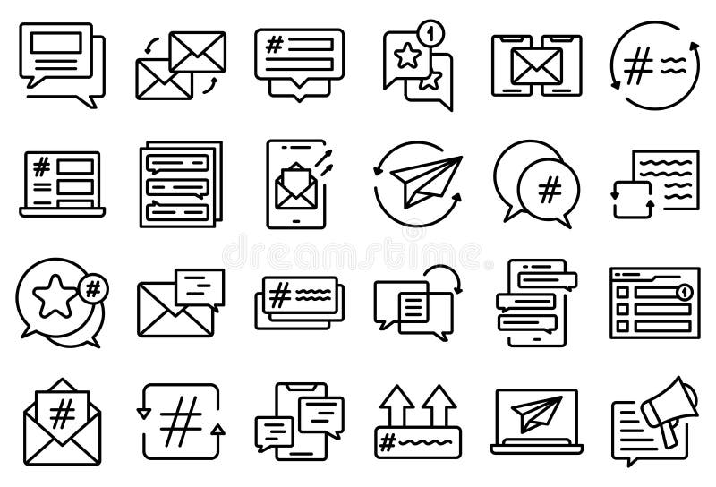 Cross-posting Icons Set Outline Vector. Cross Selling Stock Vector ...