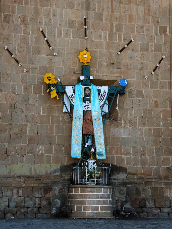 Cross in Puno, Peru. editorial image. Image of aerial - 77160945