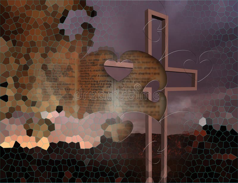 Cross of Puzzle Pieces in Blue and Red Colors Stock Illustration ...