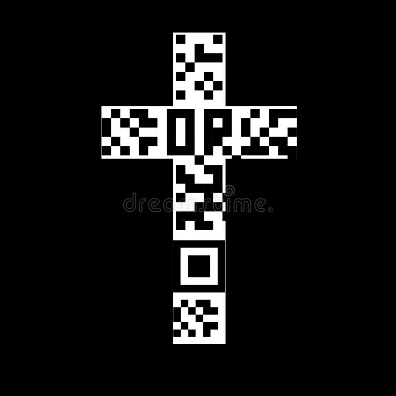 Cross with Qr Code Inside. Christian Symbol Stock Vector - Illustration ... Cross with Qr Code Inside. Christian Symbol Stock Vector - Illustration ...