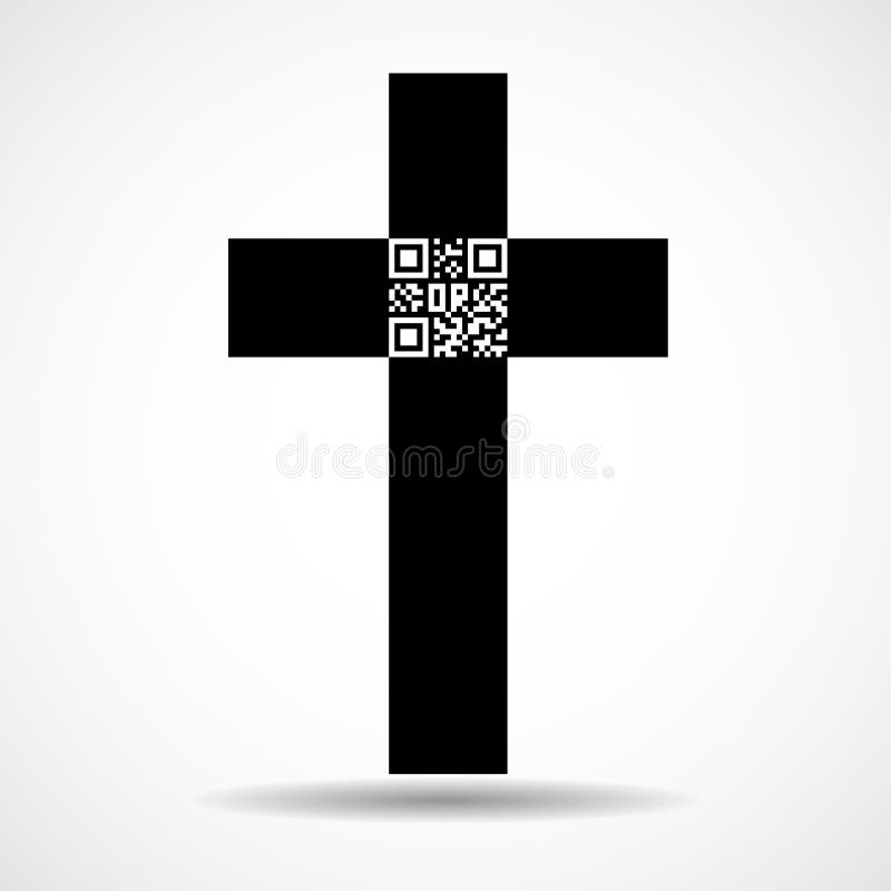 Cross with Qr Code Inside. Christian Symbol Stock Vector - Illustration ...