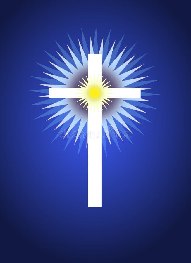 Cross with Radiating Light Behind Stock Illustration - Illustration of ...