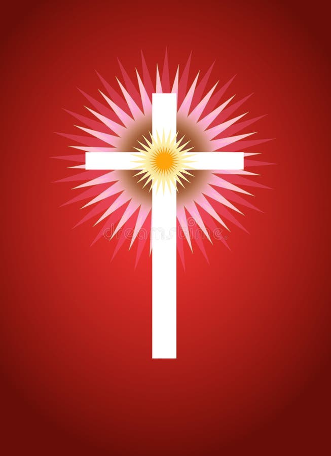 Cross with Radiating Light Behind Stock Illustration - Illustration of ...