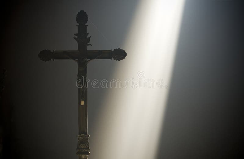 Cross with a Ray of Divine Light Stock Photo - Image of religion ...