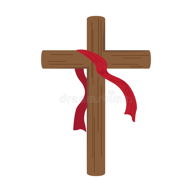Cross with a red cloth stock vector. Illustration of christianity ...