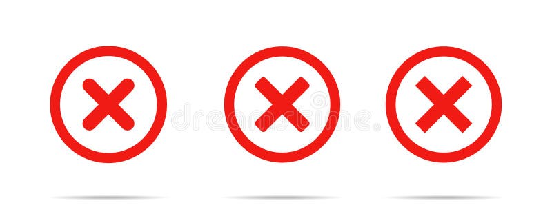 Cross Red Icon. Vector Isolated Elements. Symbol No or X Button for ...