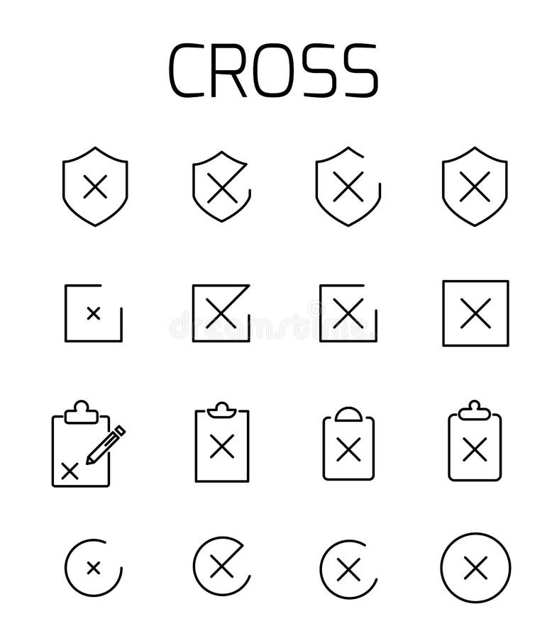 Cross Related Vector Icon Set. Stock Vector - Illustration of ...
