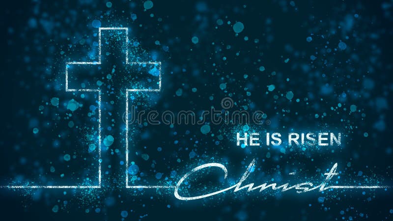 Cross and he is Risen Text in Thin Lines Style. Background from ...