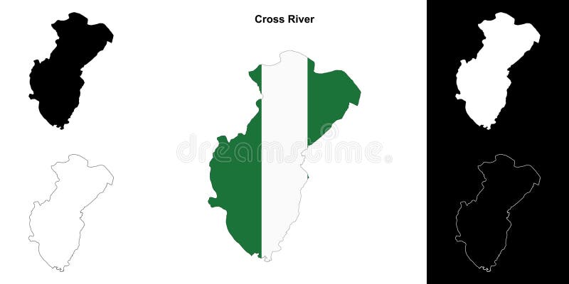 Cross River outline map stock illustration. Illustration of contour ...
