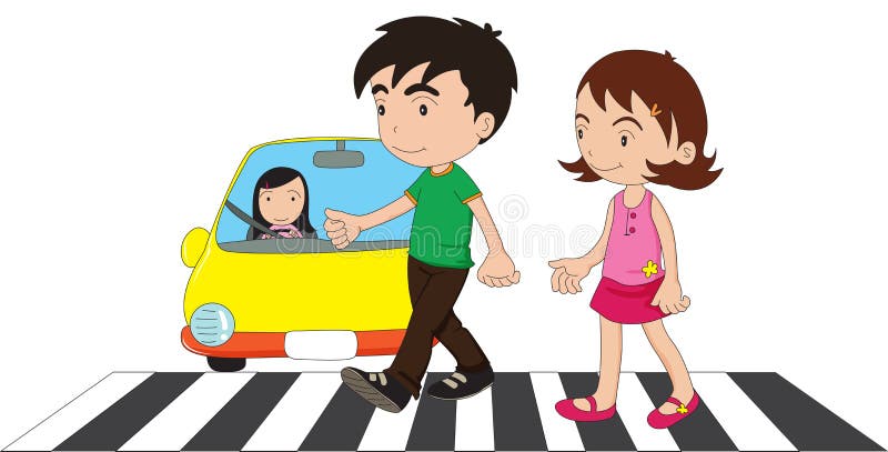 Cross the road stock illustration. Illustration of cartoon - 7023577