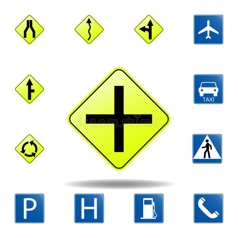 Cross Road Icon. Set of Road Signs Icon for Mobile Concept and Web Apps ...