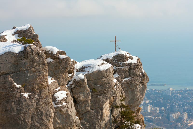Cross on rock stock image. Image of scene, rock, outdoor - 23660697