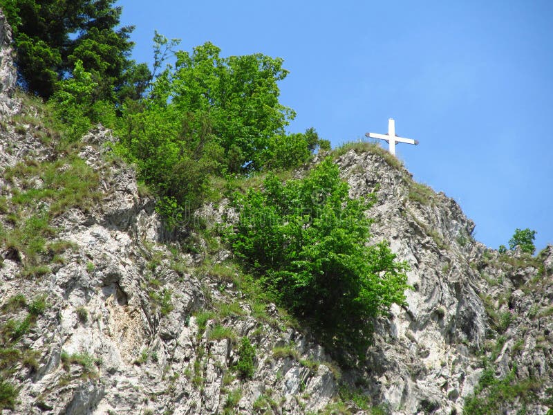 Cross on the rock stock photo. Image of nature, vale - 55784910
