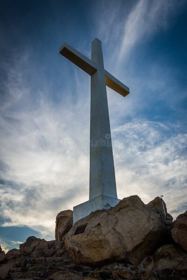 Cross and Rocks at Mount Rubidoux Park Stock Photo - Image of ...