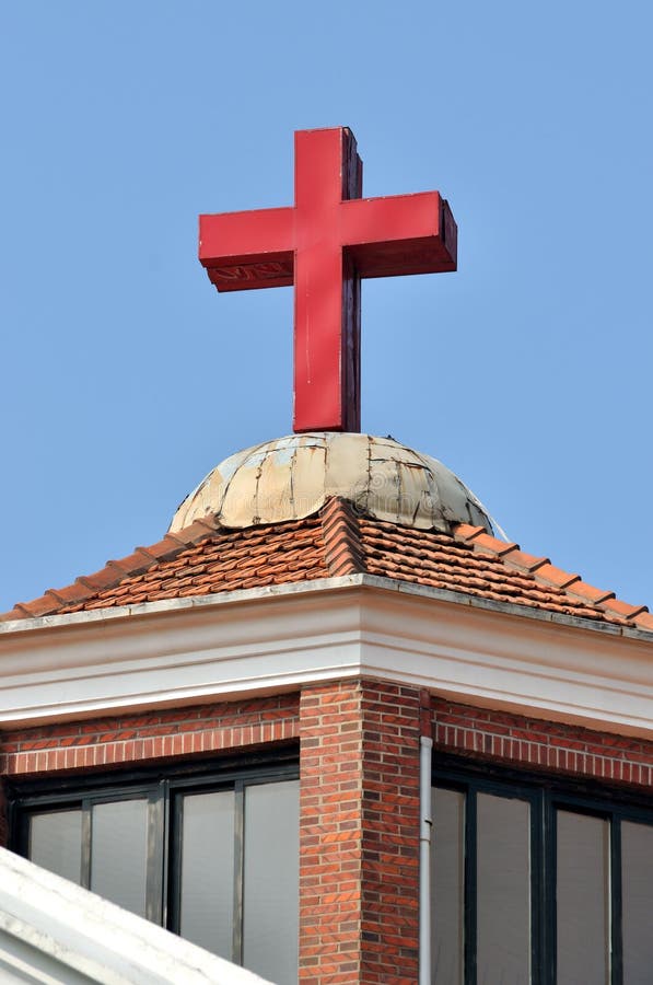 Cross and Roof of a Christian Church Stock Image - Image of church ...