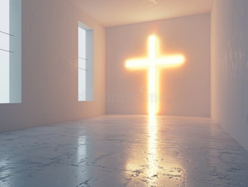 A Cross in a Room with Sunlight Streaming in from Outside Stock Image ...