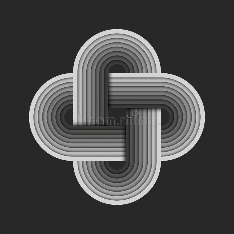 Cross Rounded Shape Logo or Plus Sign Made of Gradient Gray Interlaced ...