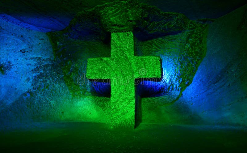 Cross at the Salt Cathedral Stock Photo - Image of church, blue: 22419864