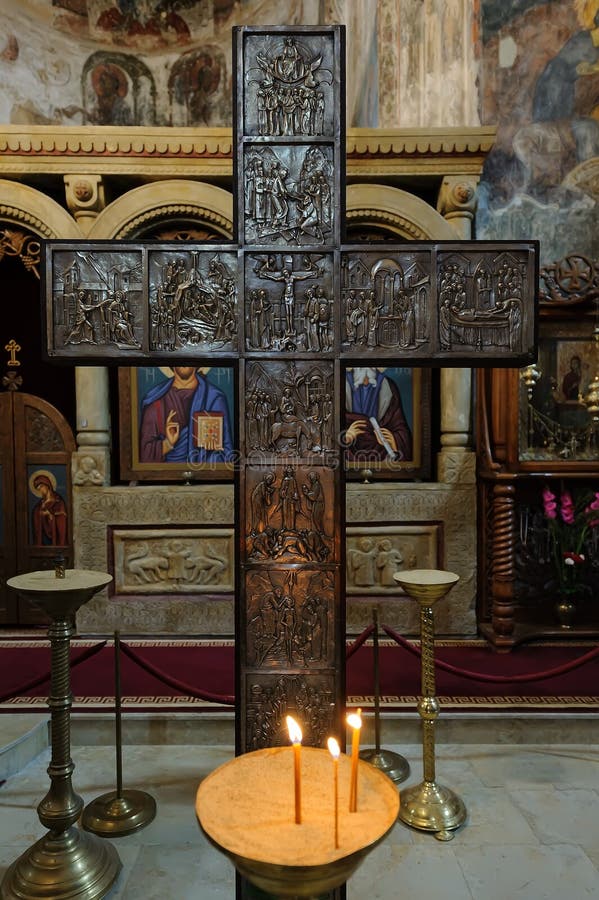 The Cross in Sapara Monastery in Akhaltsikhe, Georgia Stock Photo ...