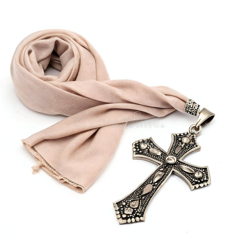 Cross and Scarf stock illustration. Illustration of religious - 357245708