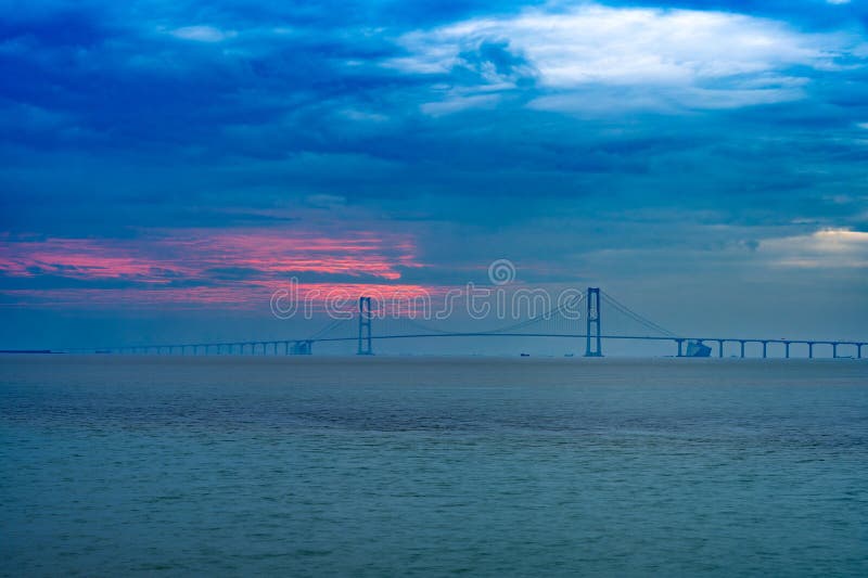 A Cross-sea Bridge in a Cloudy Morning Stock Image - Image of transport ...