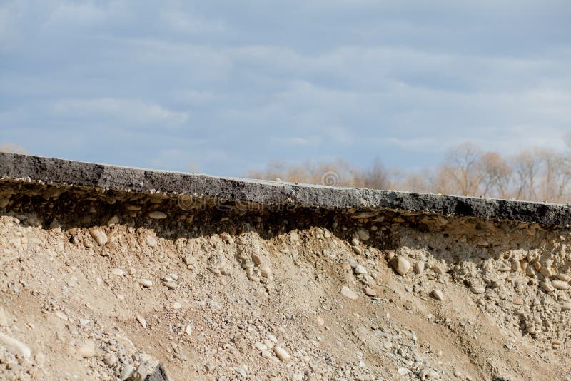 Cross Section of Asphalt Road with Blue Sky Background Stock Photo ...