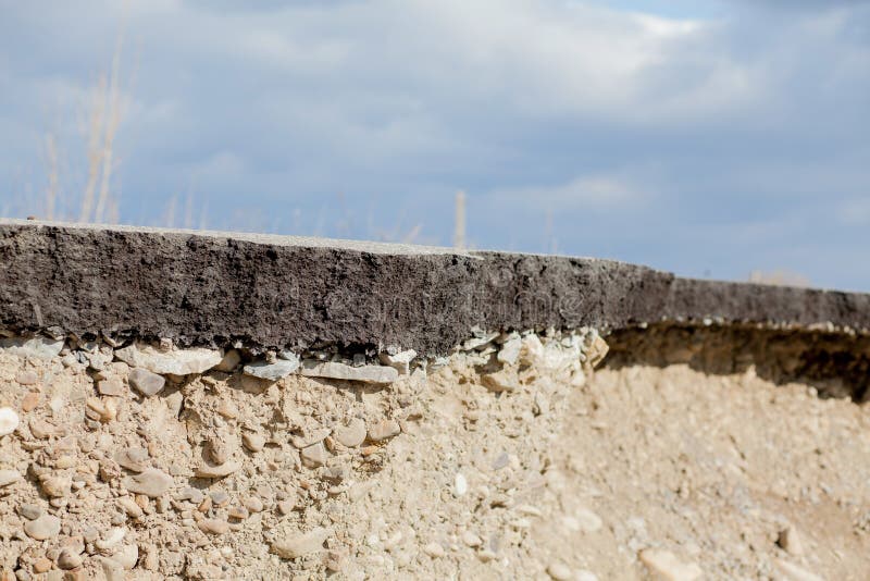 Cross Section of Asphalt Road with Blue Sky Background Stock Photo ...