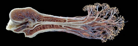 Detailed Cross-Section of the Brain Stem Highlighting Intricate Nerve ...