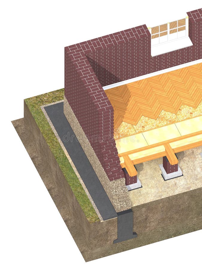 Cross Section of Brick House Stock Illustration - Illustration of ...
