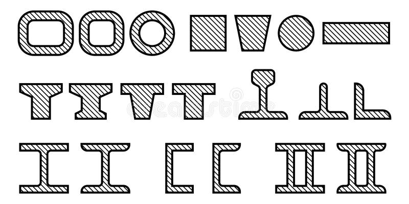 Cross Section of Building Beams. Stock Vector - Illustration of icon ...