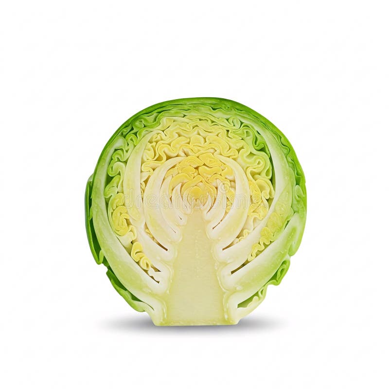 Cross-section of Cabbage Revealing Layers and Textures, Isolated on ...