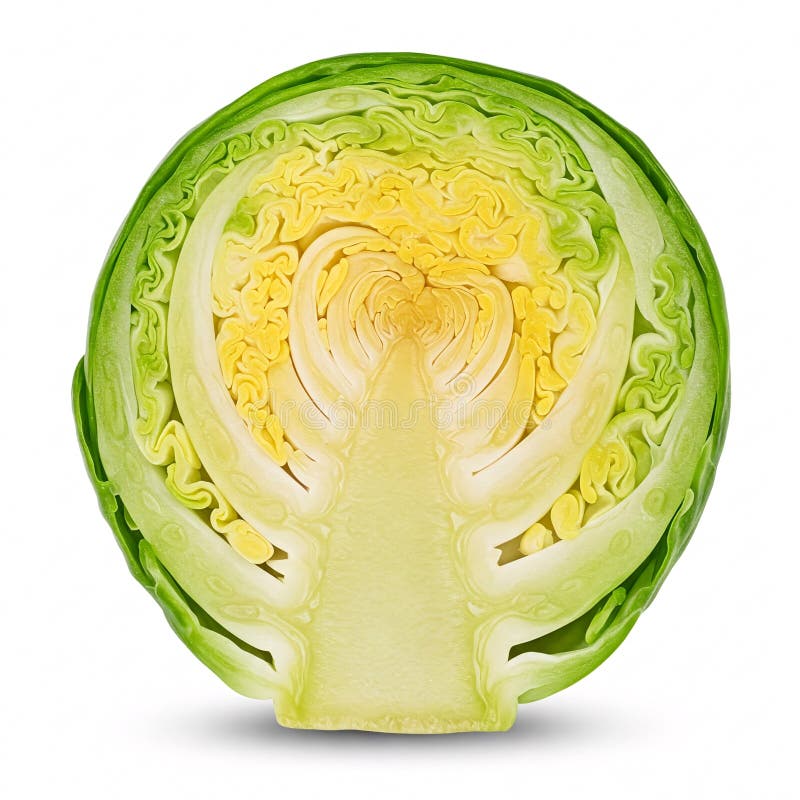 Cross-section of Cabbage Revealing Layers and Textures, Isolated on ...