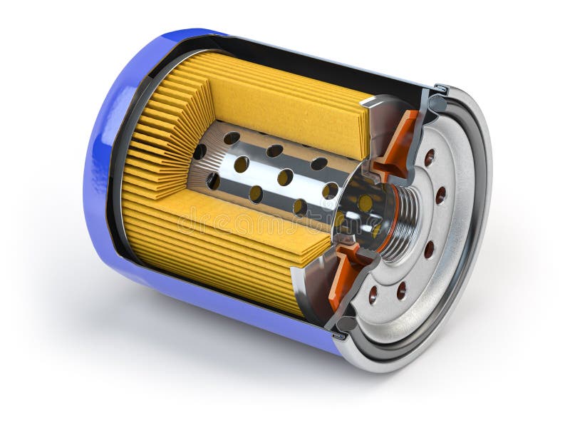 Car Oil Filter Isolated on White. Exploded View Stock Illustration ...
