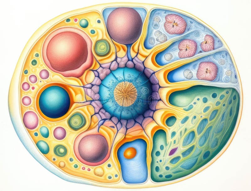 A Cross Section of a Cell Displaying Its Nucleus and Organelles. AI ...