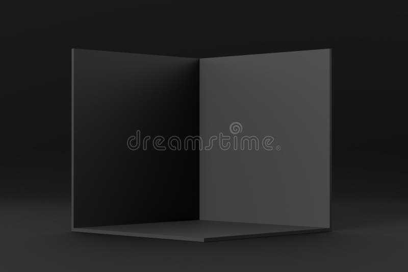 Cross Section of a Cube Box in Black Room Interior Stock Illustration ...