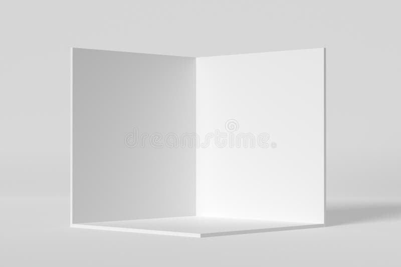Cross Section of a Cube Box in White Room Interior Stock Illustration ...