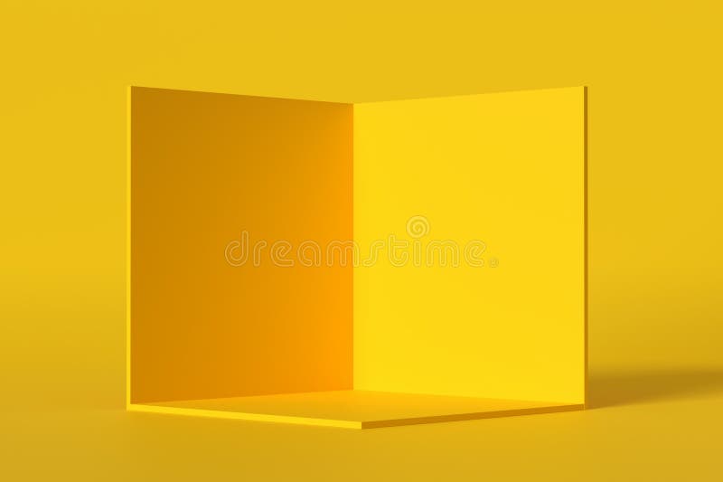 Cross Section of a Cube Box in Yellow Room Interior Stock Illustration ...