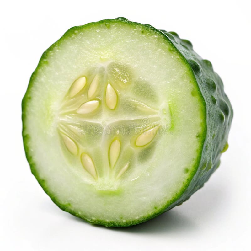 Cross-section of a Cucumber Highlighting Texture and Seeds Stock ...