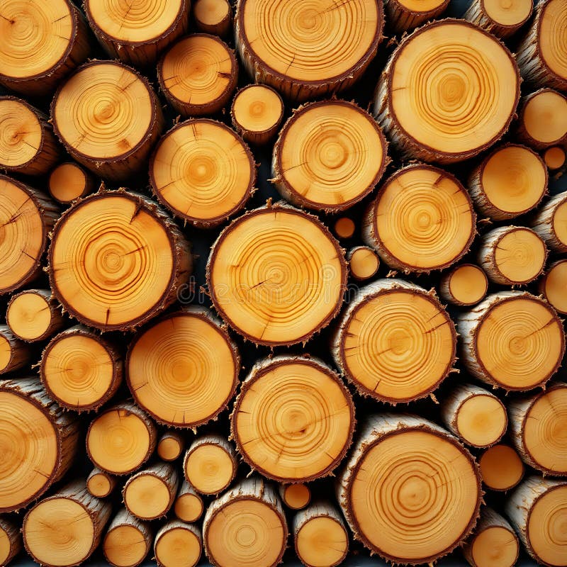 Cross-section Cut Firewood Logs Seamless Pattern Background Stock ...