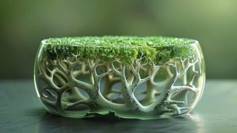 Cross Section of a Cylindrical Tree Bush, Exposing the Complex Web of ...