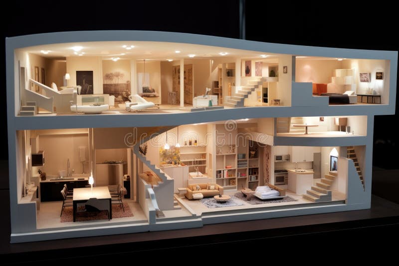 Cross-section of 3d Printed Home Revealing Interior Layout Stock ...