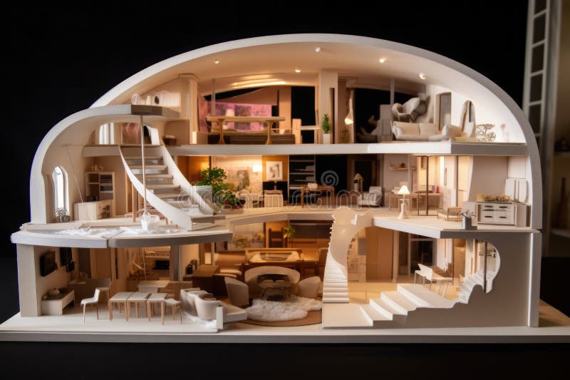 Cross-section of a 3d Printed House, Showing Interior Design Stock ...