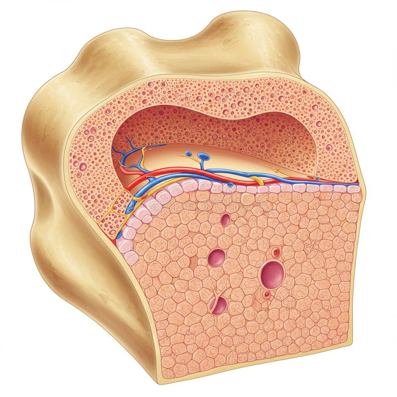 Cross-section Diagram of a Bone Structure, Highlighting the Internal ...