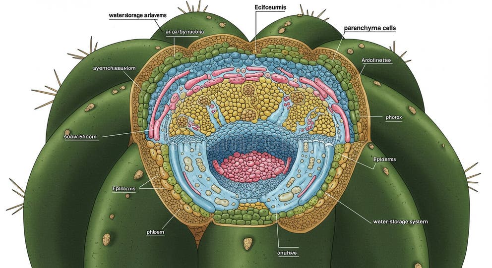 Cross-section Diagram of a Cactus, Displaying Its Internal Structure ...