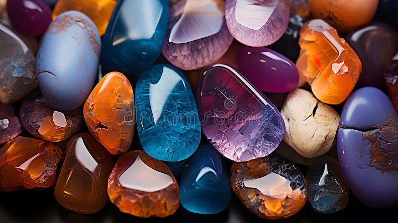 Cross Section of Different Colorful Abstract Healing Stone Crystal ...