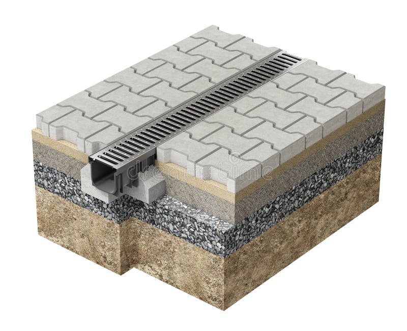 Cross Section of Drainage System Concept with Channel between Pavement ...