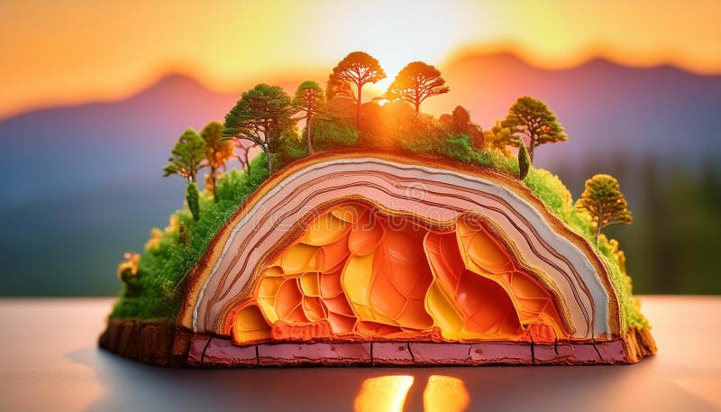 A Cross-section of the Earth Showing Layers and Hidden Ecosystems Stock ...